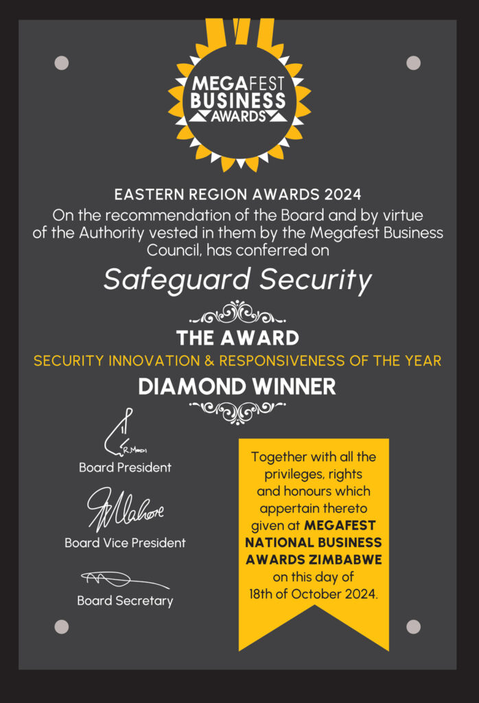 Awards and Certifications – Safeguard Security Zimbabwe