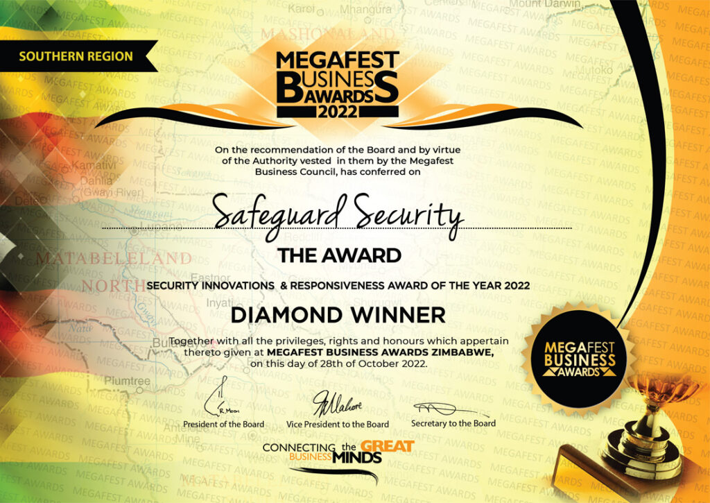Awards and Certifications – Safeguard Security Zimbabwe